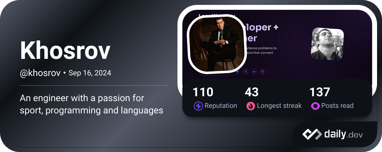 Khosrov (@khosrov) | daily.dev
