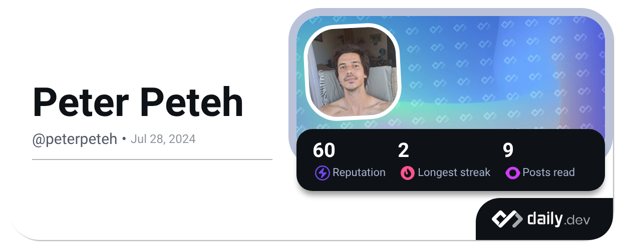 Peter Peteh (@peterpeteh) | daily.dev