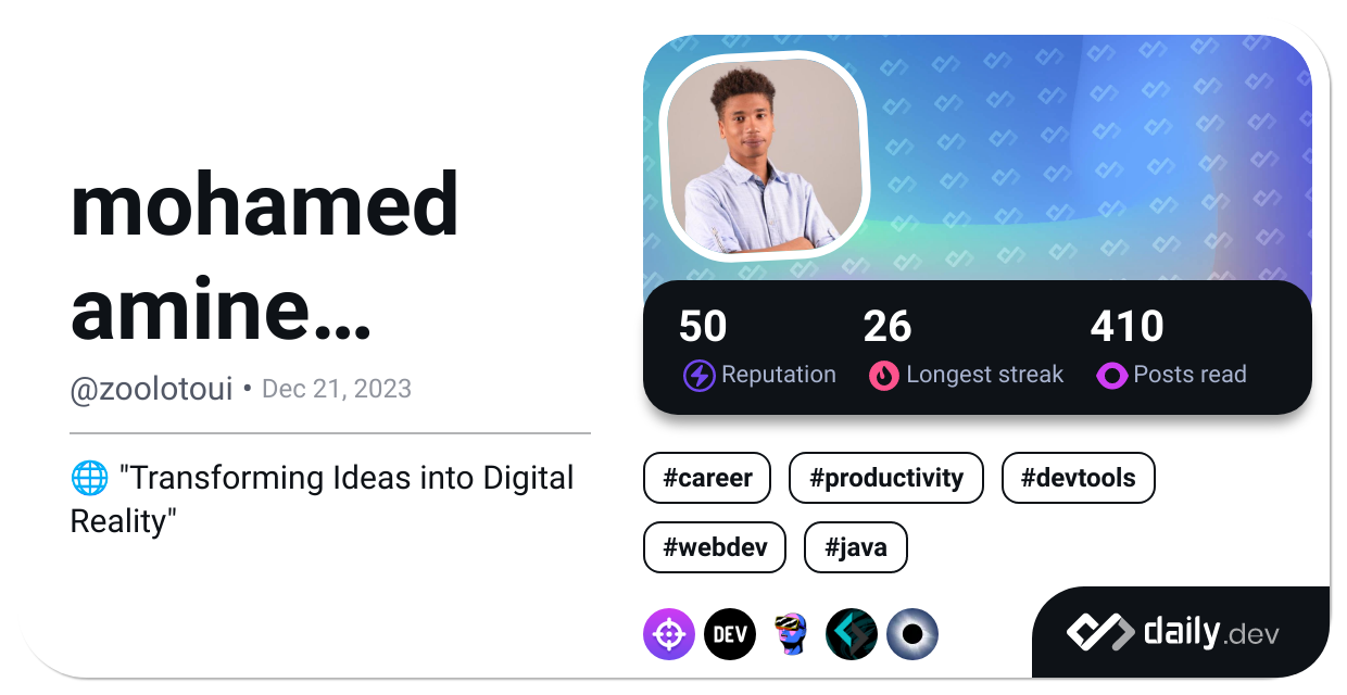 mohamed amine chaguer (@zoolotoui) | daily.dev