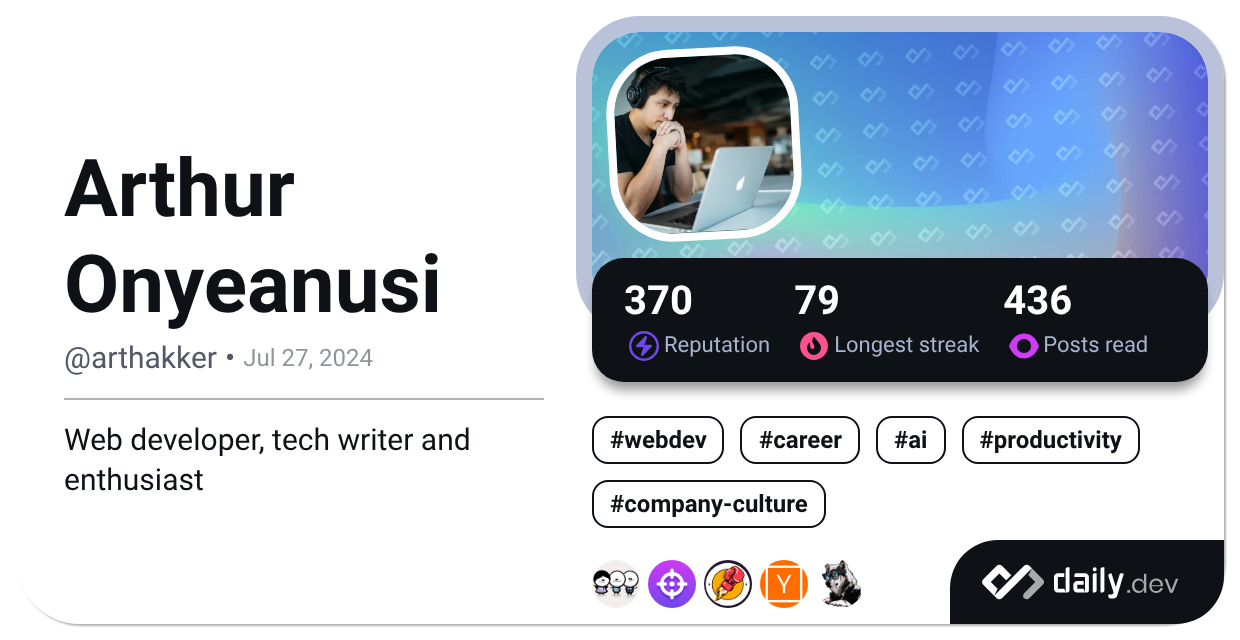 Recent posts by Arthur Onyeanusi (@arthakker) | daily.dev