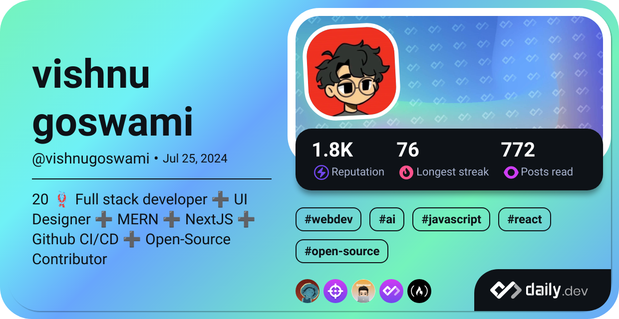 vishnu goswami (@vishnugoswami) | daily.dev