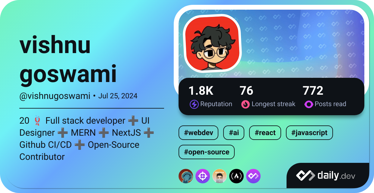 vishnu goswami (@vishnugoswami) | daily.dev