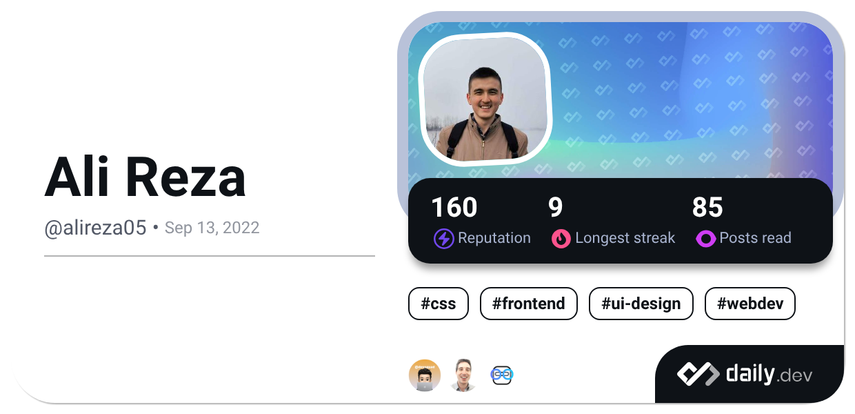 Ali Reza (@alireza05) | daily.dev